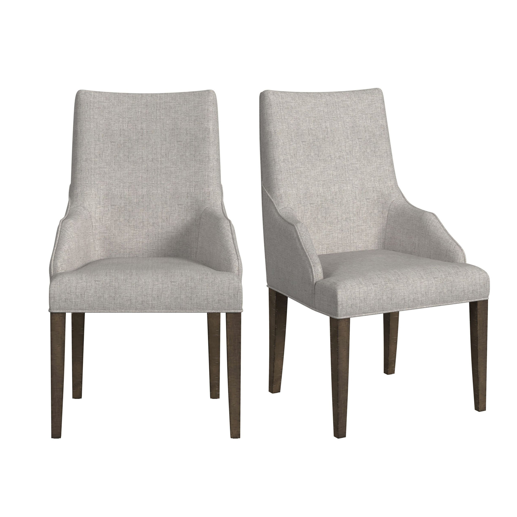 Gracie Oaks Borgen Dining Host Chair with Grey Fabric in Medium Brown ...