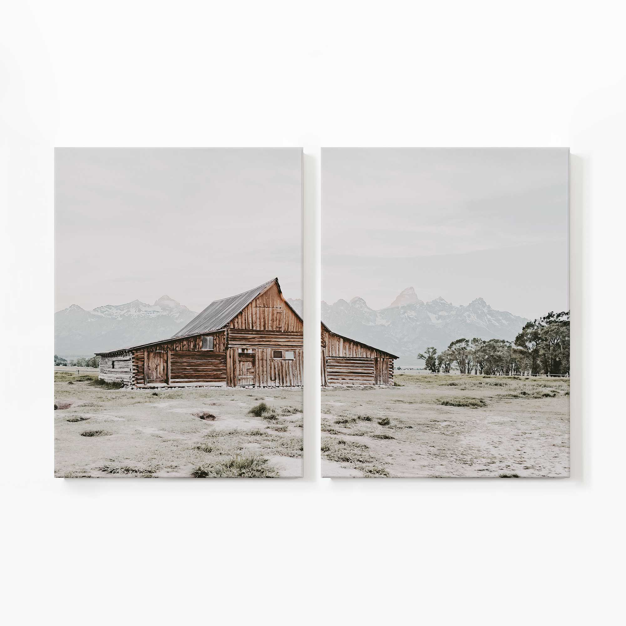 Frametolia Mountainside Ranch | 2 Panel Split Large Canvas Print | Wayfair
