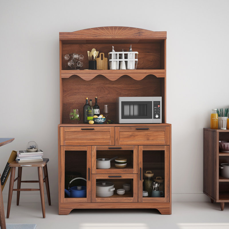 Winston Porter Slesnick Buffet Cabinet, Retro Sideboard with Bar Hutch ...