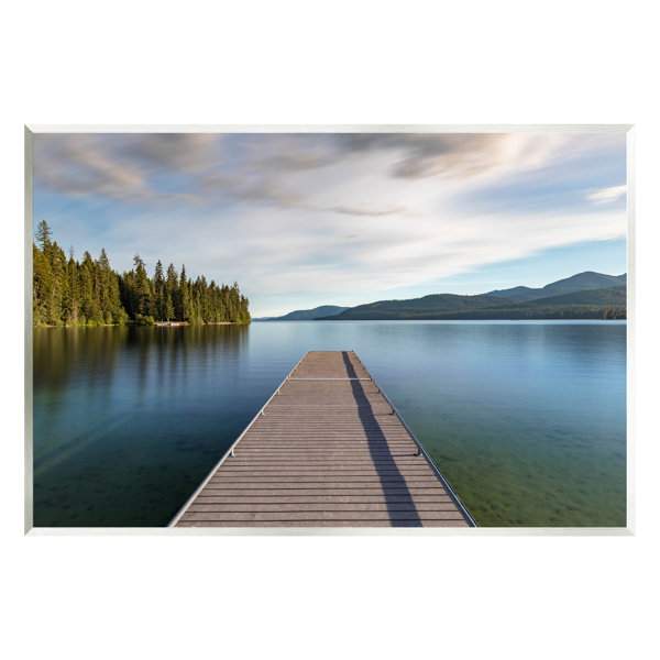 Stupell Industries Soothing Lake Dock Mountains Framed On Wood by Jeff ...