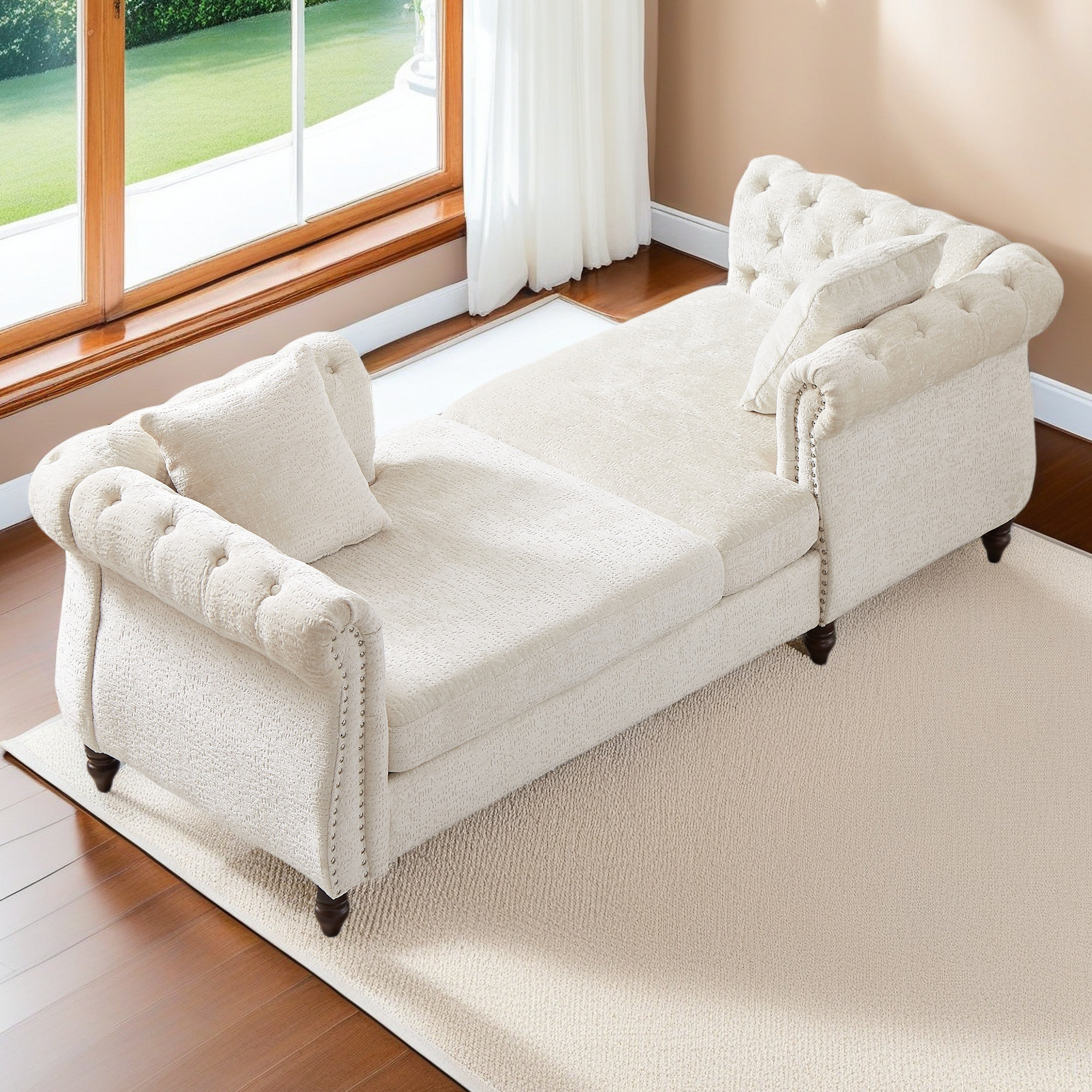 Alcott Hill 81-Inch Chenille Face-To-Face Chaise Lounge With Two ...
