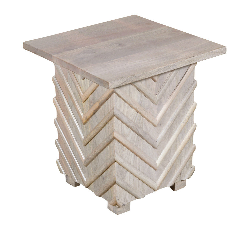 HomeRoots 24" White Distressed Solid Wood Square End Table | Wayfair