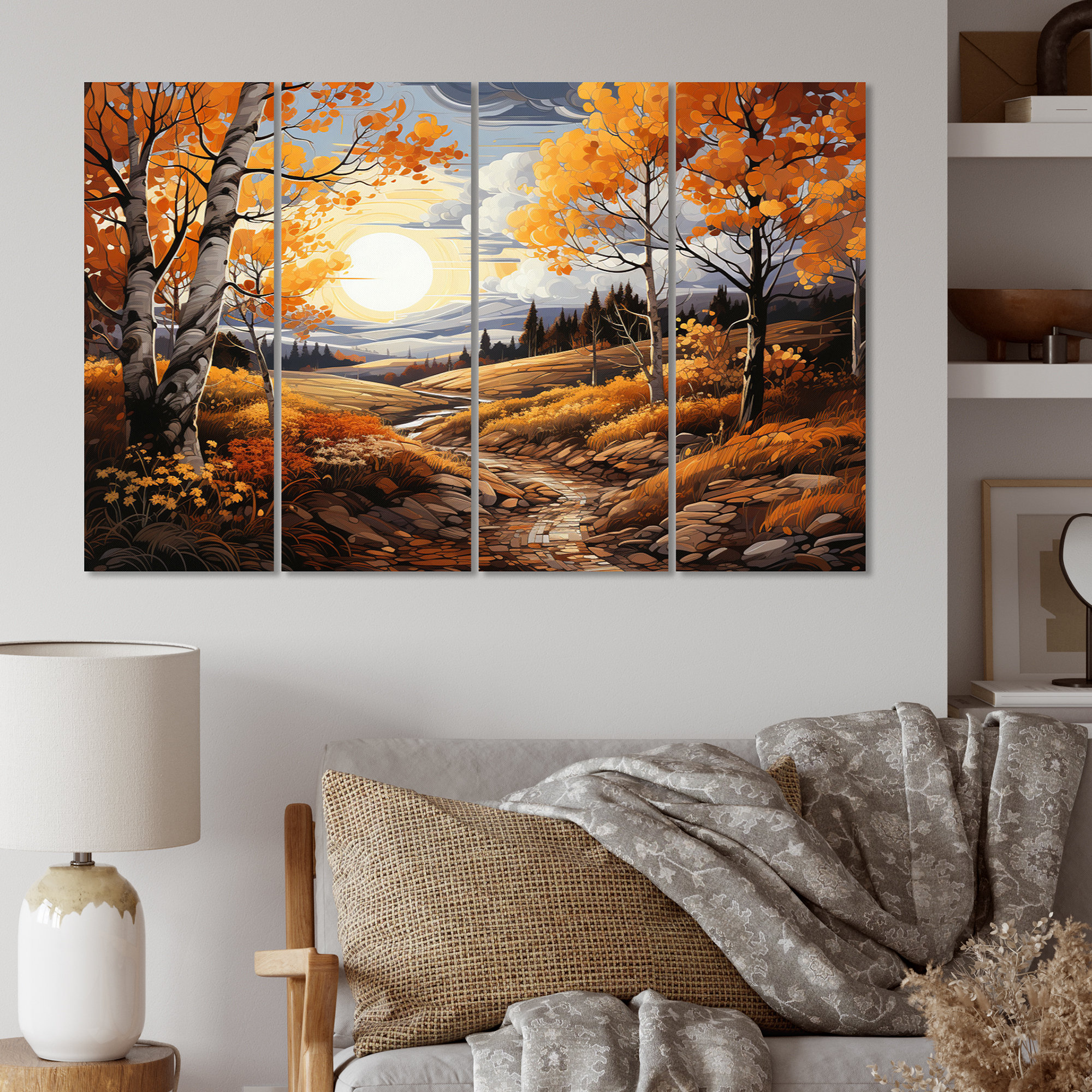Millwood Pines Birch Woods Gilded Pathway VII - Tree Birch Metal Wall ...