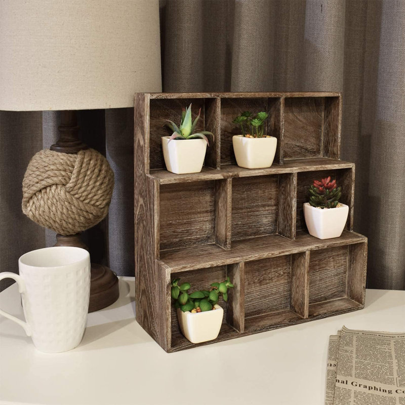 Millwood Pines Wooden Multi-Slot Shelf Display-Stylish Wood Organizer ...