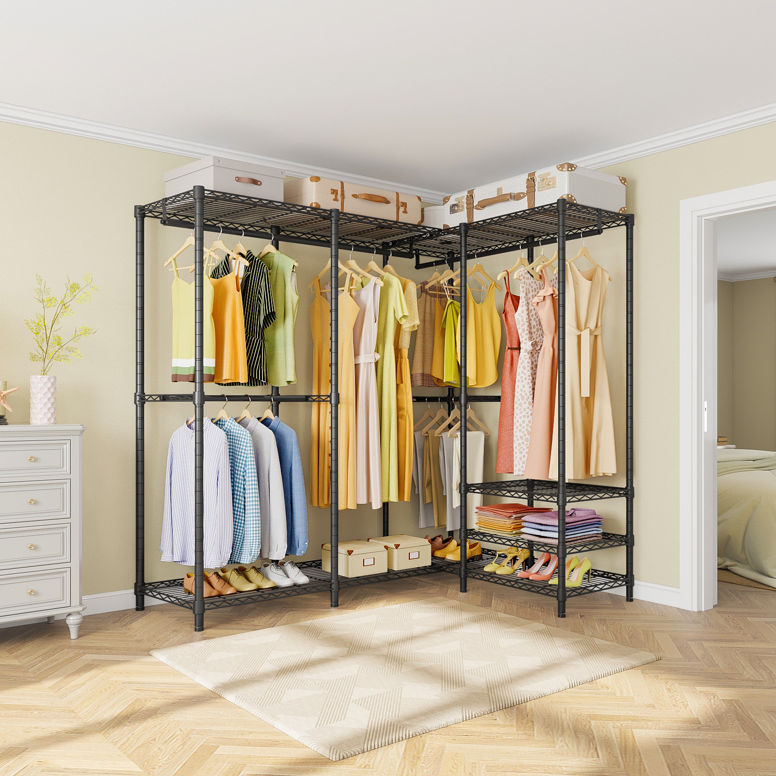 VIPEK L40 Plus Garment Rack L Shaped Clothes Rack for Corner,Heavy Duty ...