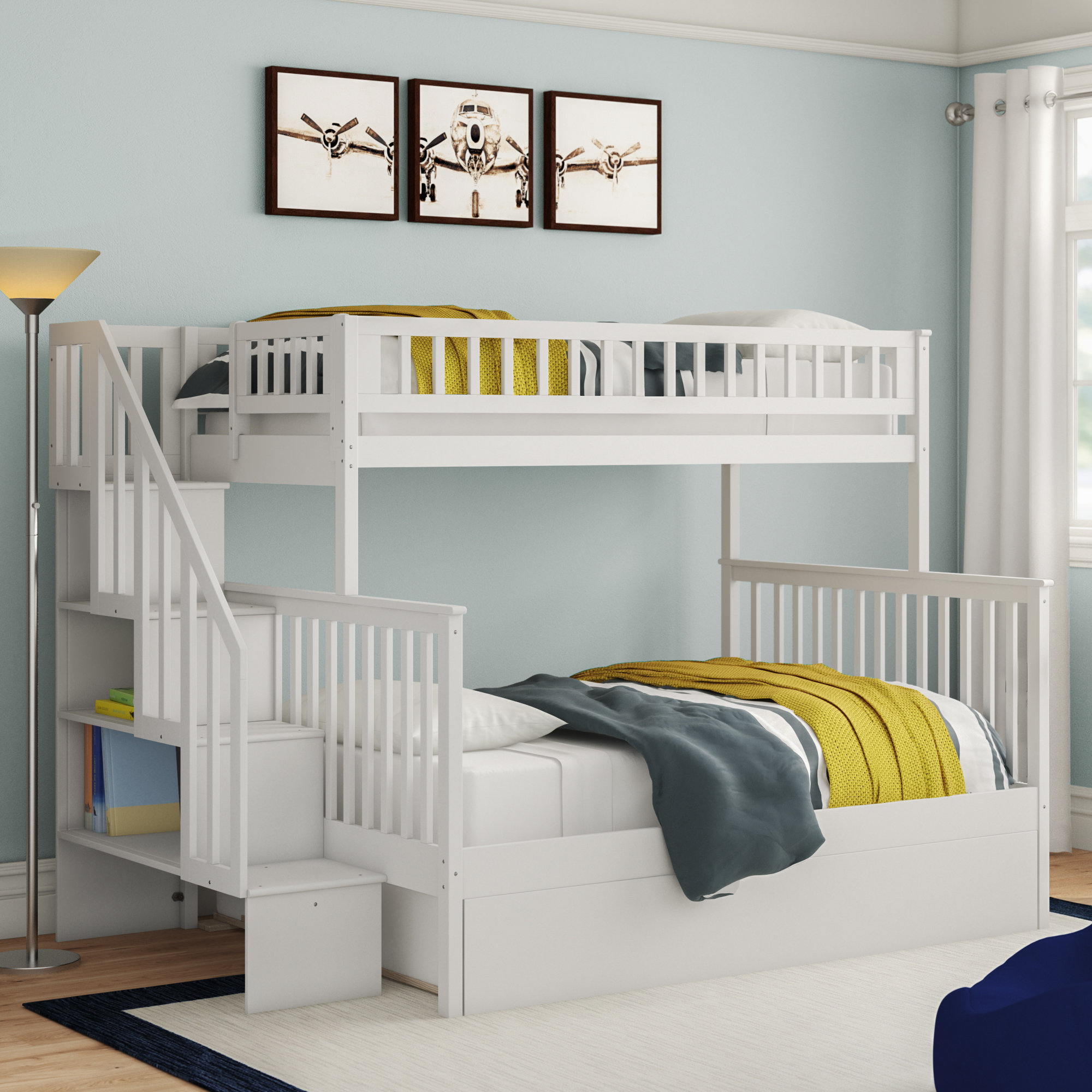 Viv + Rae™ Nala Kids Staircase Bunk Bed with Trundle Bed & Reviews ...