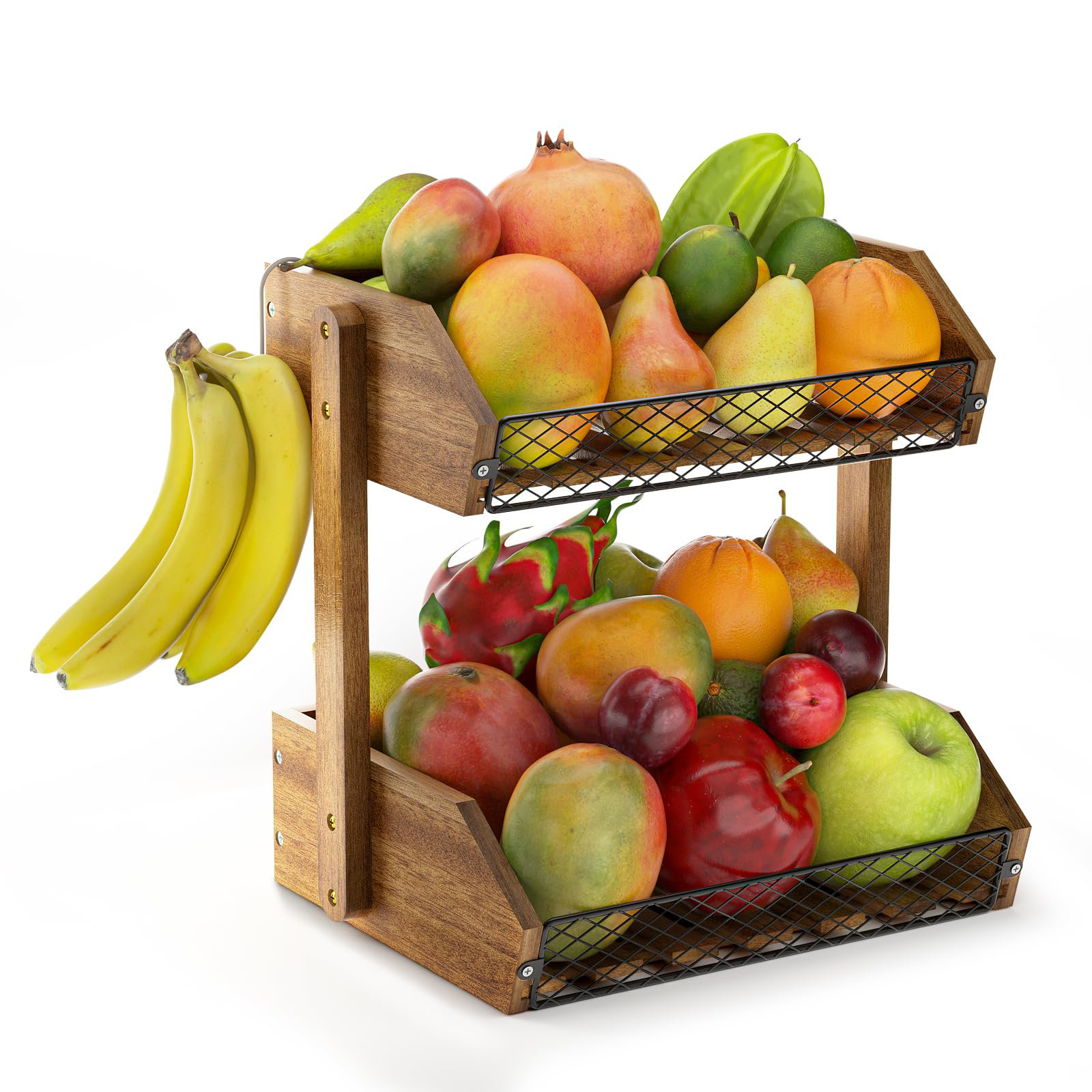 Rosalind Wheeler Fruit Basket For Kitchen, 2 Tier Fruit Bowl With ...