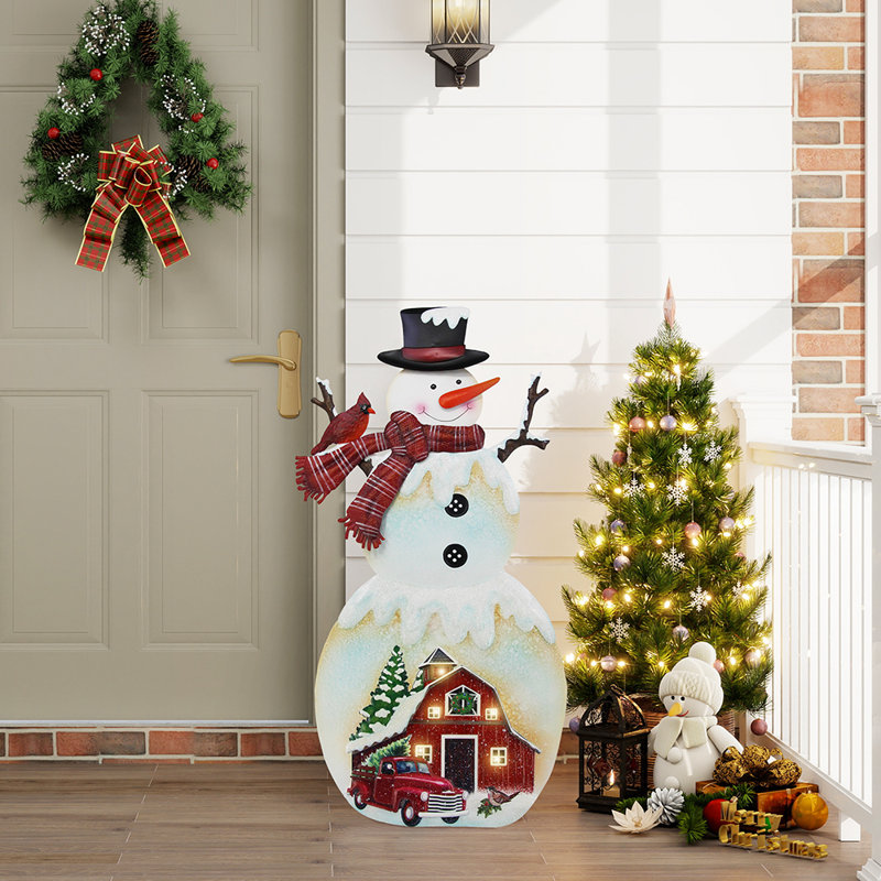 The Holiday Aisle® 40 Inch Pre-Lit Christmas Sign - Snowman | Wayfair