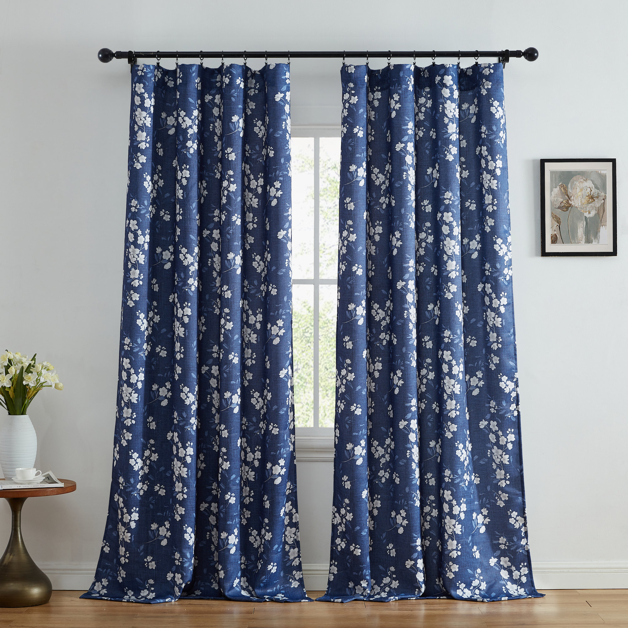 Red Barrel Studio® Lyllyan Floral Rod Pocket Window Curtains for ...