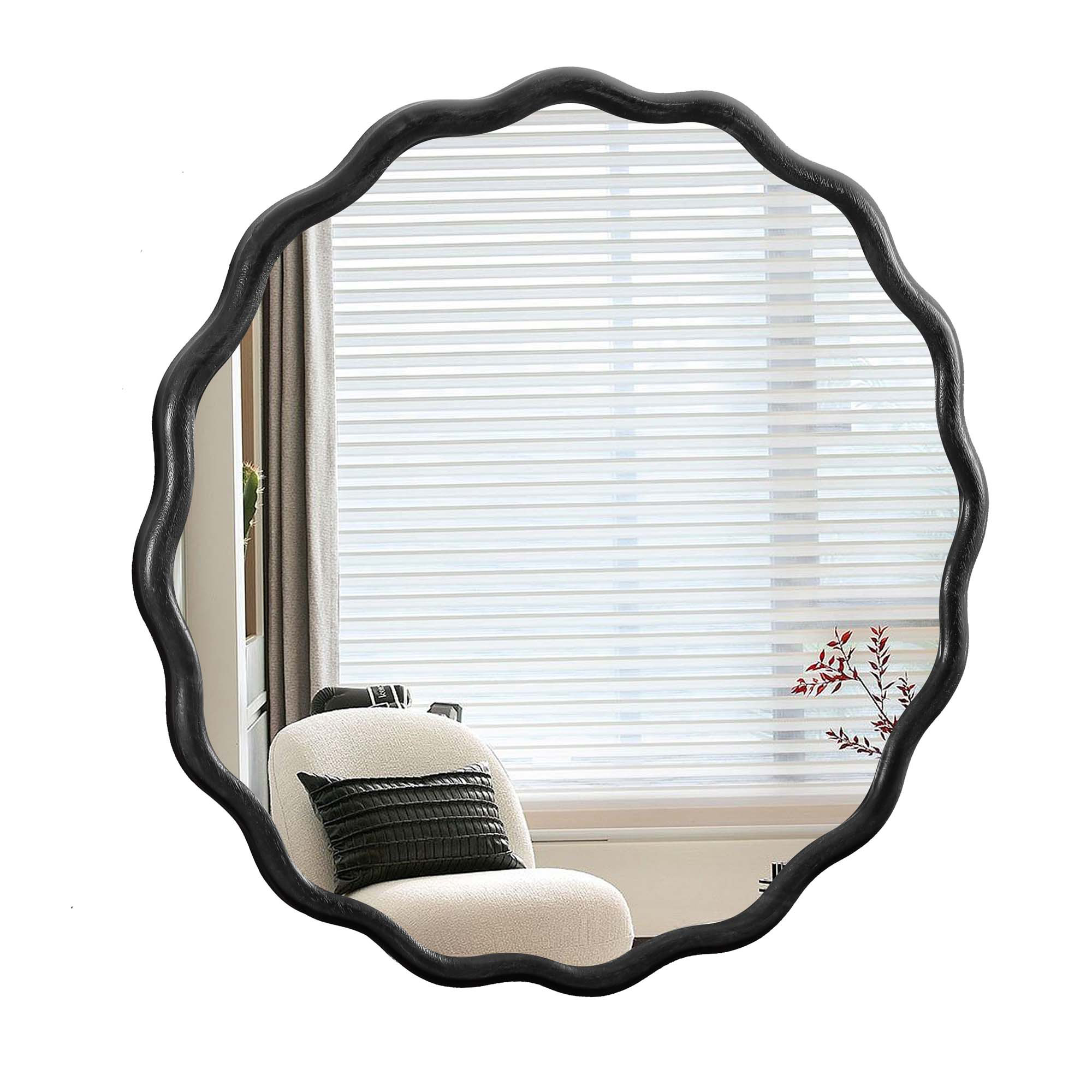 Ivy Bronx Solid Wood Wavy Mirror Vanity Mirror Wall Decor Modern Mirror ...