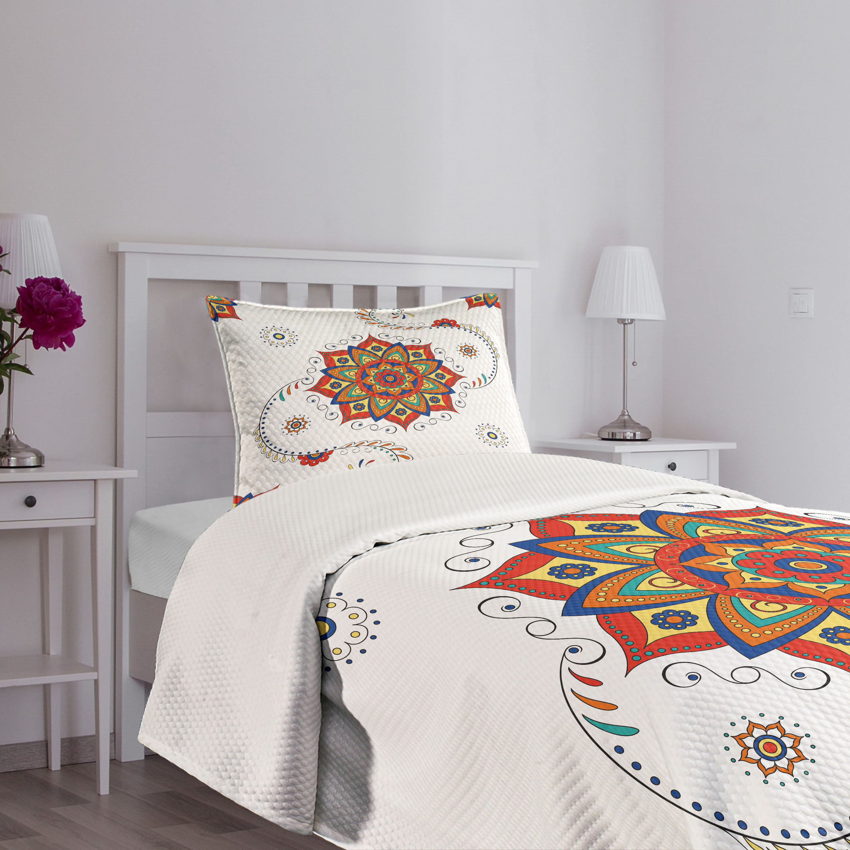 Ambesonne Leaf Bedspread Lotus Inspired Swirled Multicolor | Wayfair