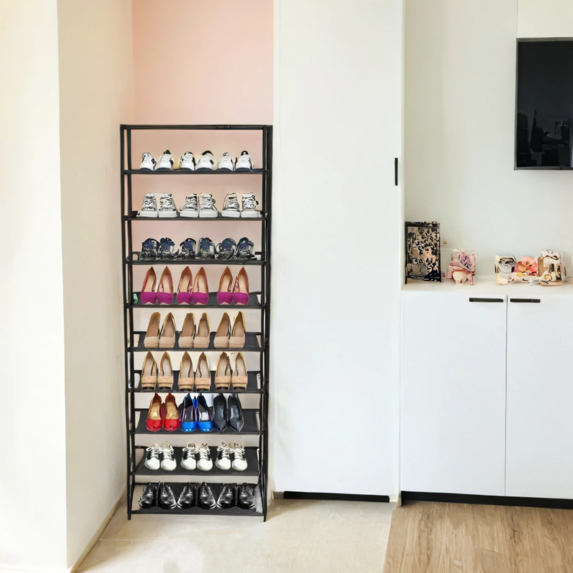 Rebrilliant 10-tier Shoe Rack, Can Hold 30 Pairs Of Shoes, Freestanding ...