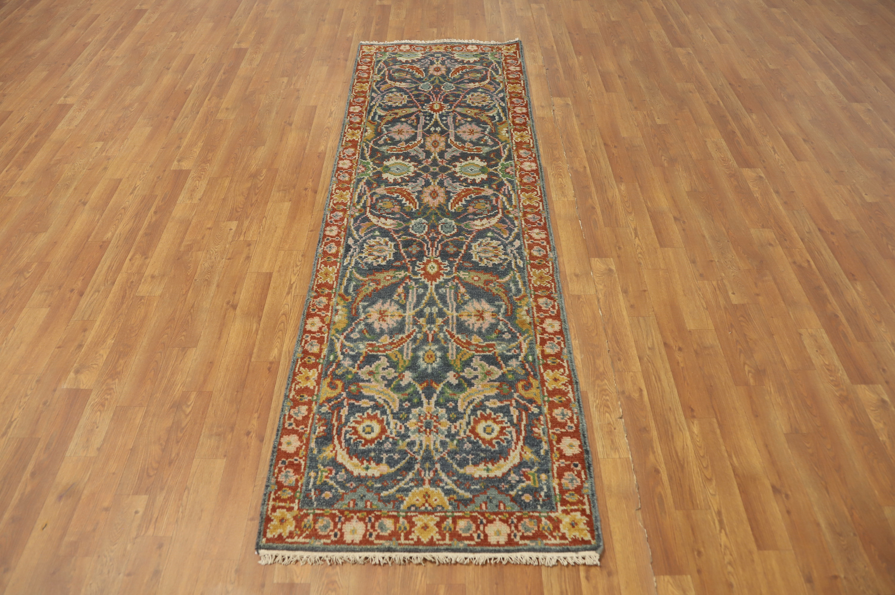 Bungalow Rose Slate Wool Floral Transitional Oushak Runner Rug 3x8 ...