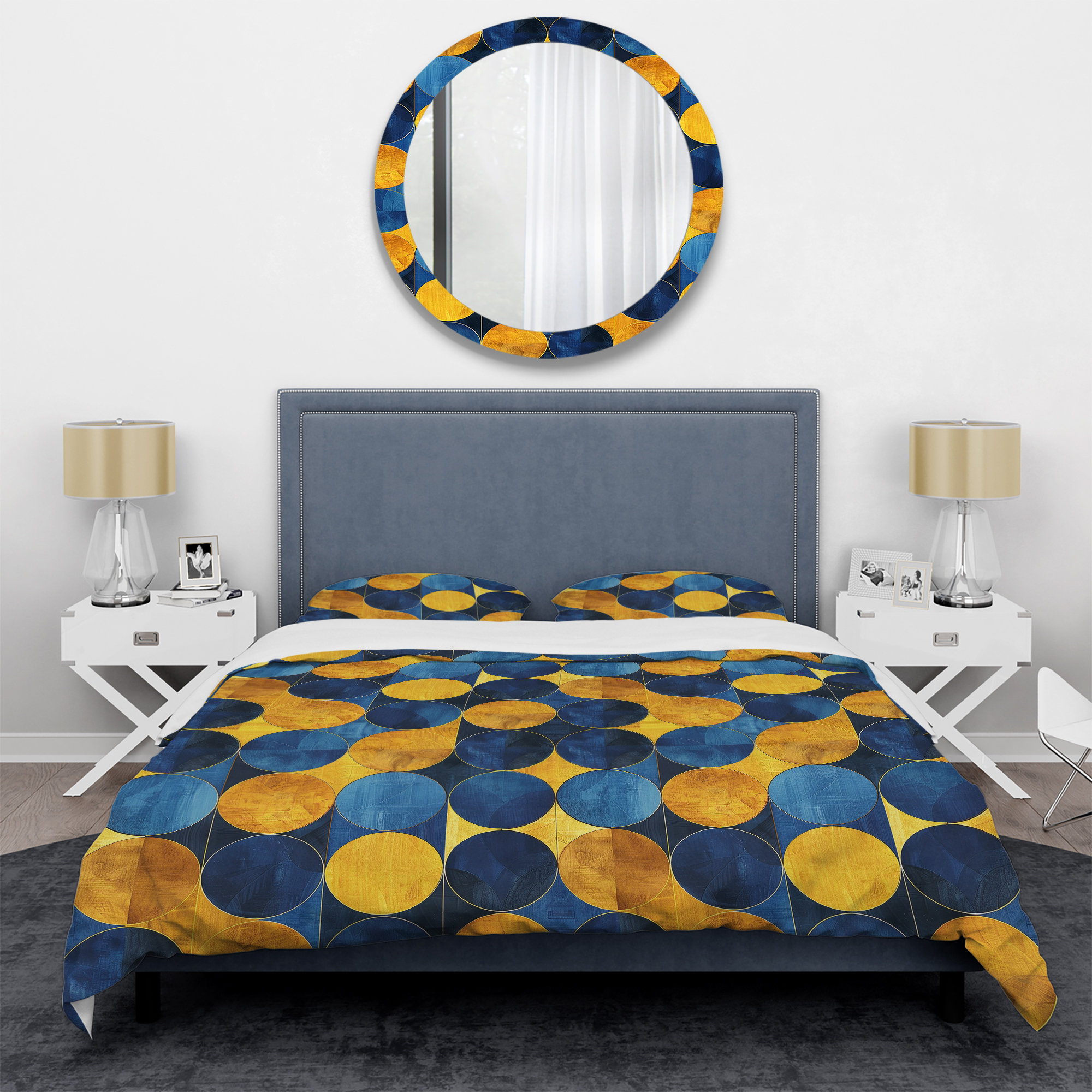 Design Art Blue Yellow Modern Circles IV - Modern Duvet Cover Set | Wayfair