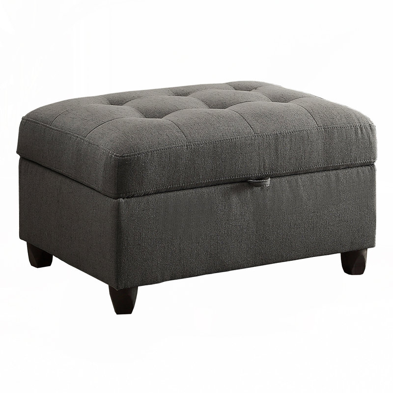Latitude Run® Rectangular Upholstered Storage Ottoman Grey | Wayfair