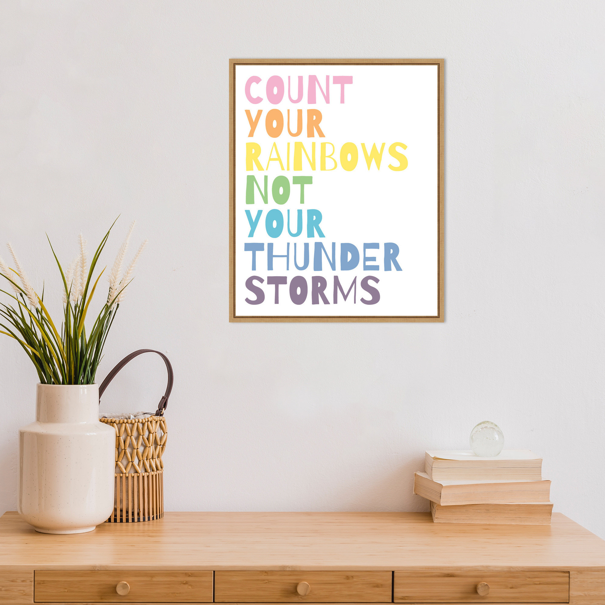 Trinx Count Your Rainbows - Floater Frame Textual Art Print on Canvas ...