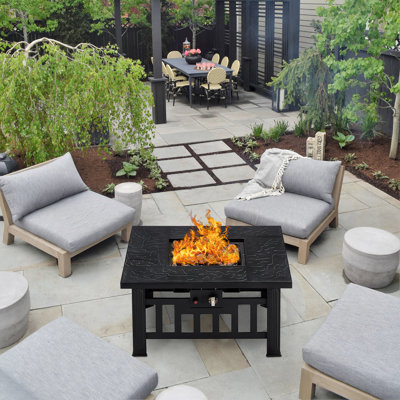 Red Barrel Studio® Nox Steel Gas Propane Fire Pits with Lid and Lava ...