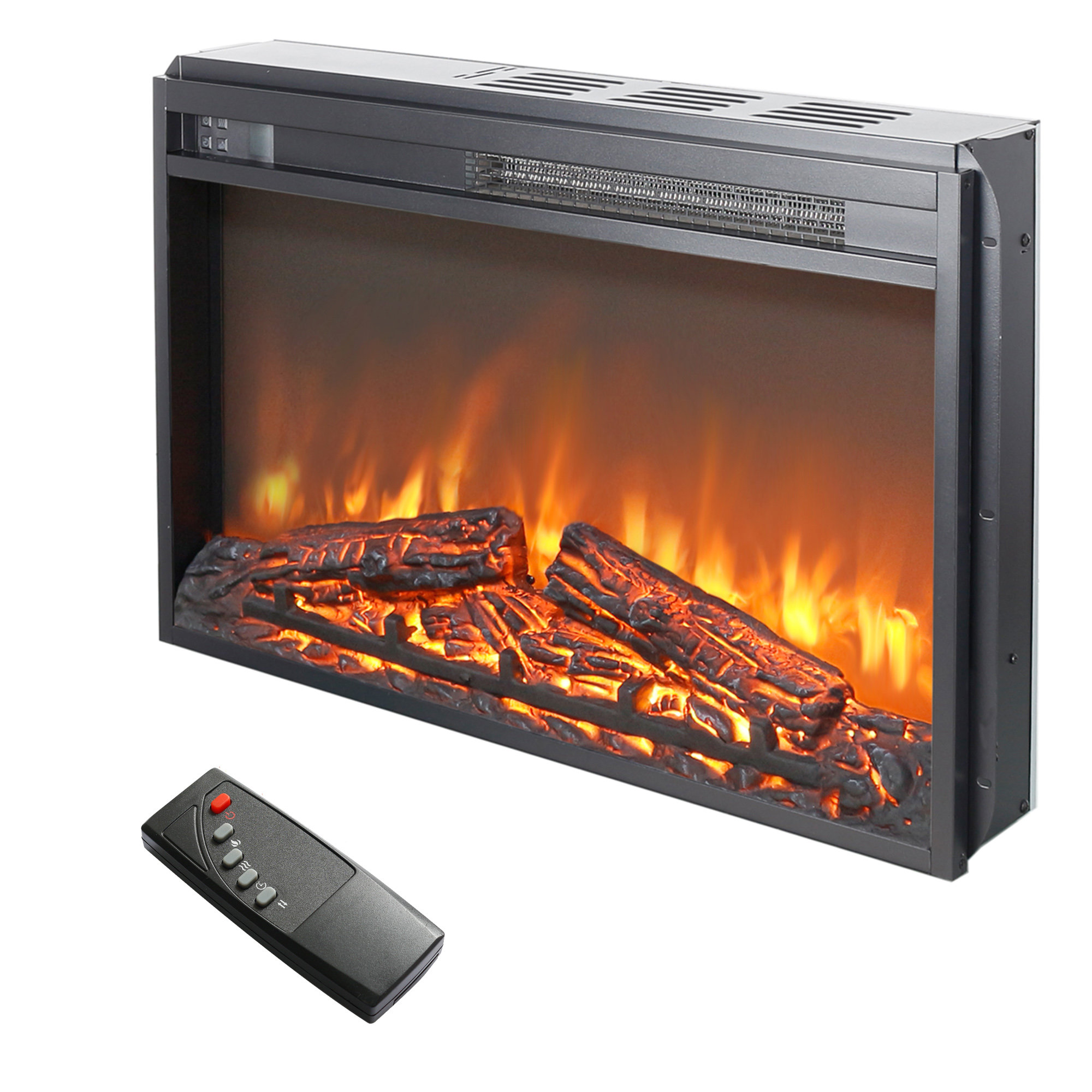 HOSSEJOY 26 inch Ultra Thin Heater with Log Set & Realistic Flame ...