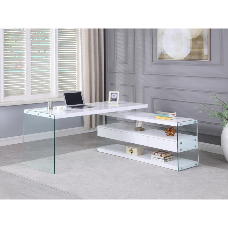 Wade Logan® Paderborn Reversible L-Shape Desk w/ 360 Rotation & Reviews ...