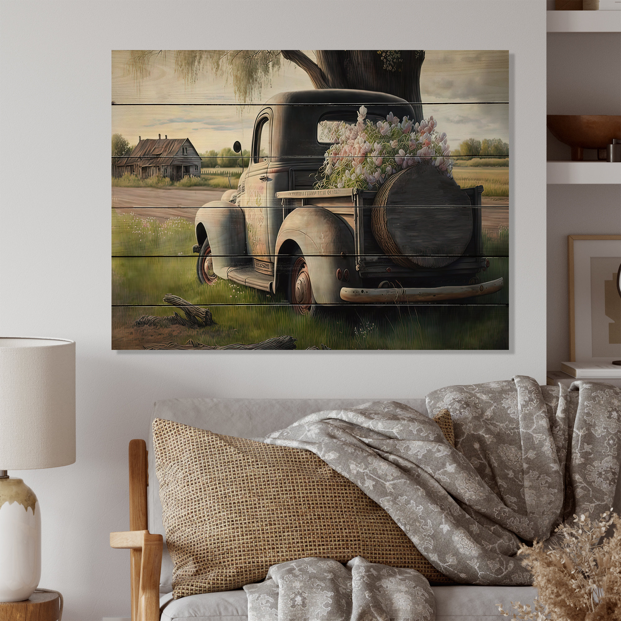 August Grove Barn Flower Delivery Truck IX - Farmhouse / Country Wood ...