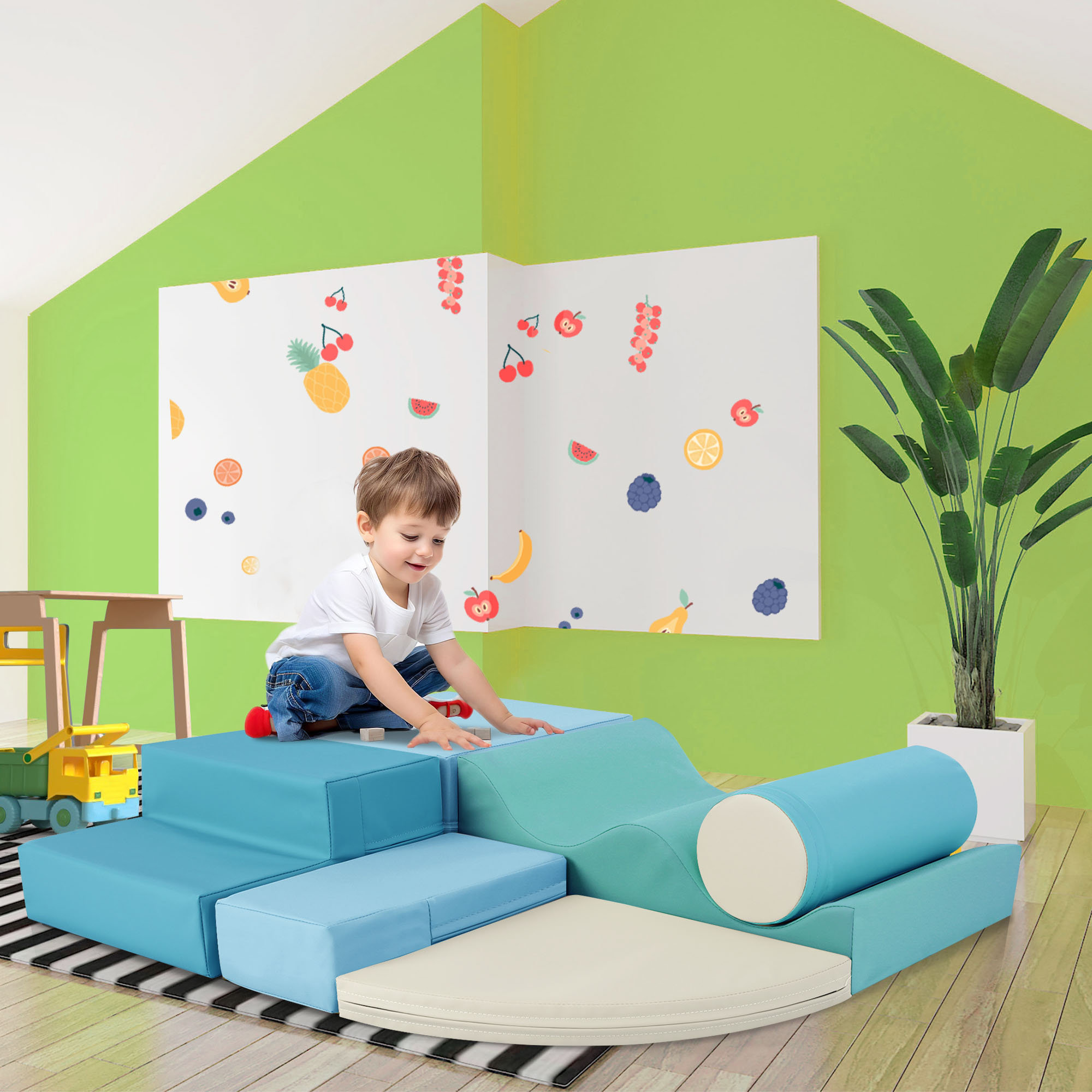 SUMIJ Soft Climb and Crawl Foam Playset 6 in 1, Kids Crawling and ...