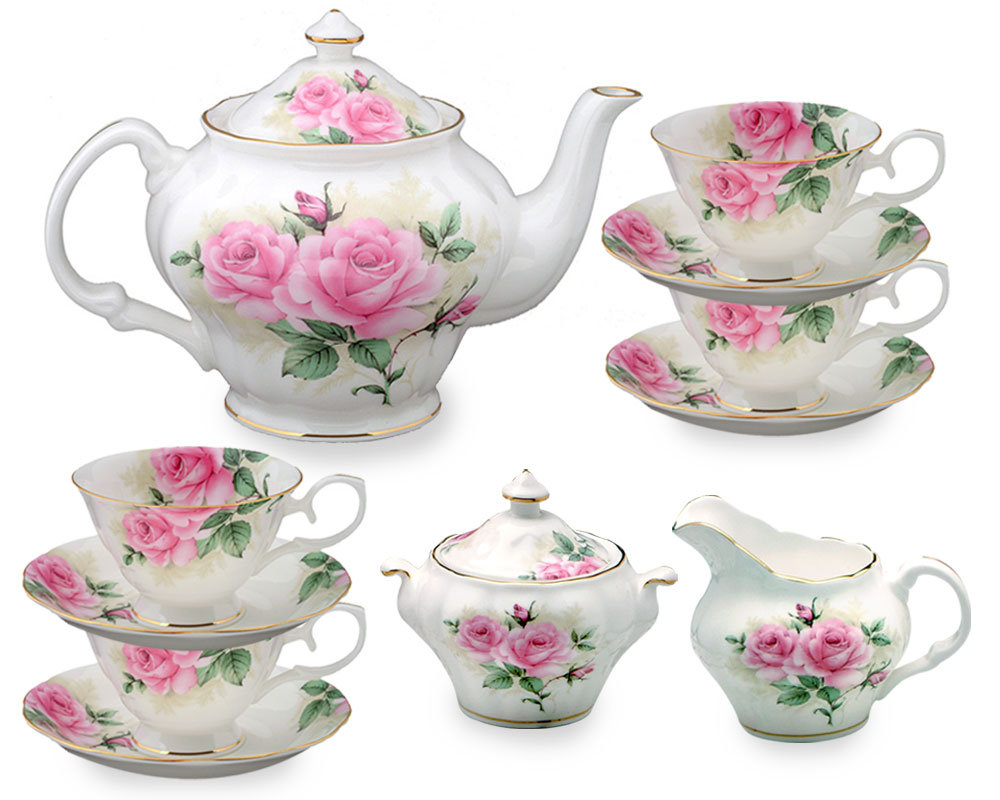 Grace's Tea Ware 11 Piece Bone China Rose Bouquet Tea Set & Reviews ...