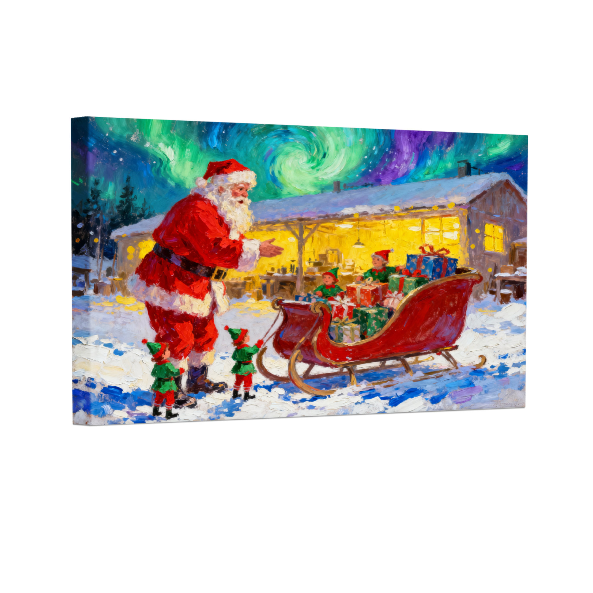 Charlton Home Christmas Santa Claus With Elves And Sleigh Set of 3 ...
