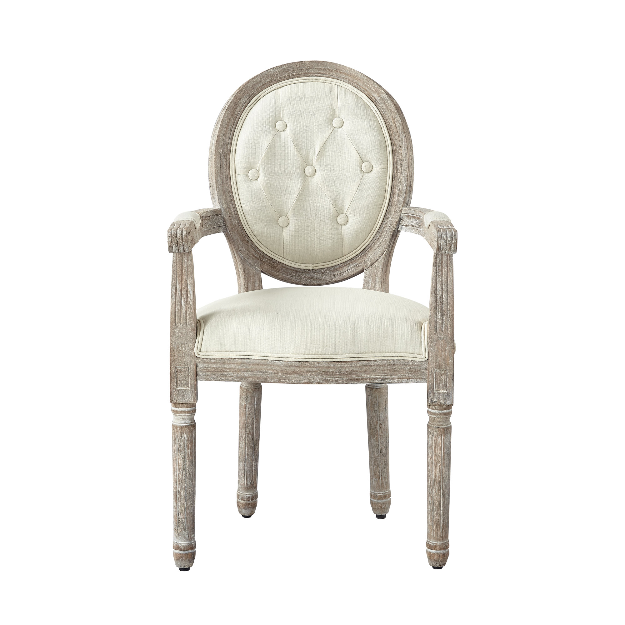 Rustic Manor Cylas Linen Dining Chair, Cream White | Wayfair