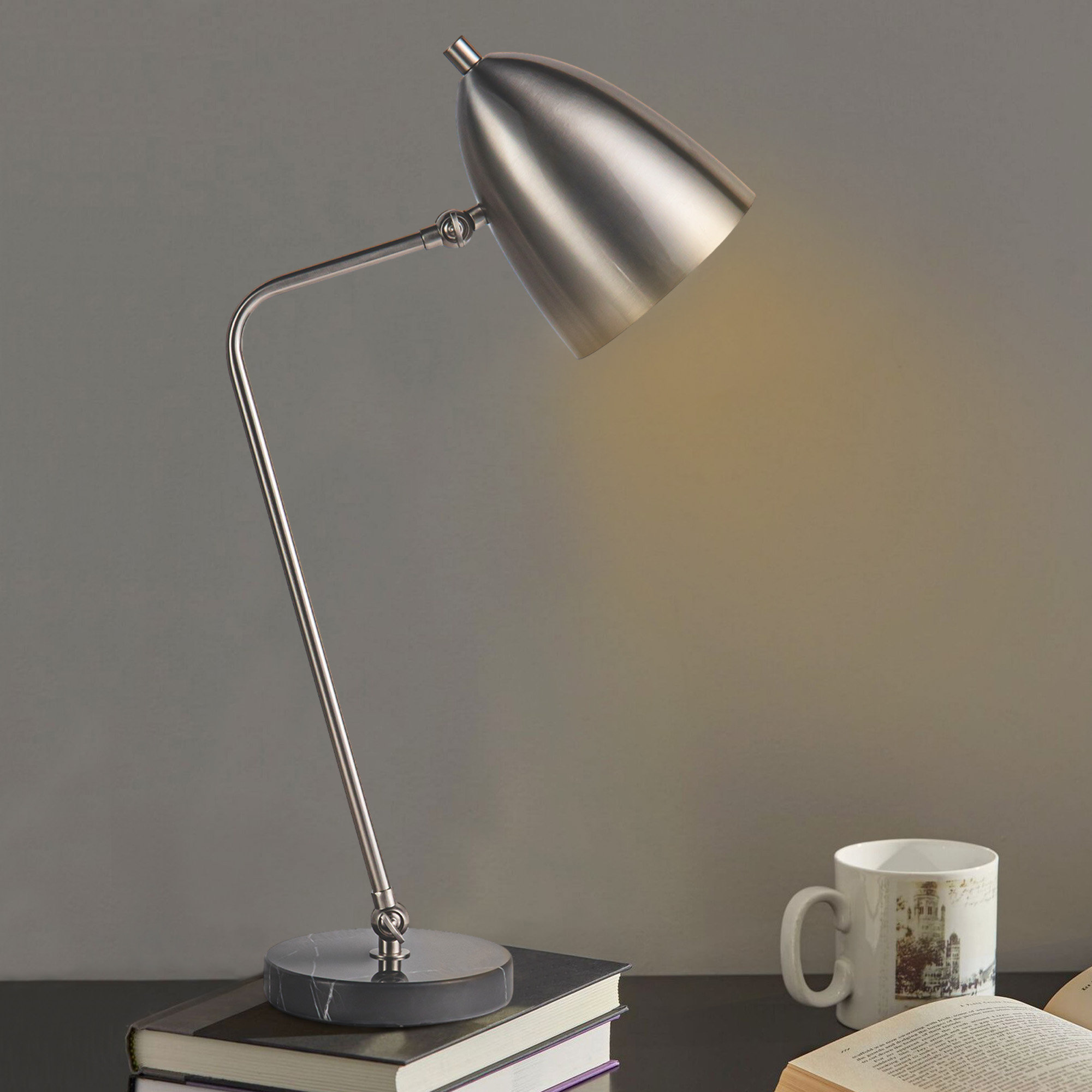 Mercer41 Martiene 22.5" H Industrial Metal Marble Task Table Lamp ...