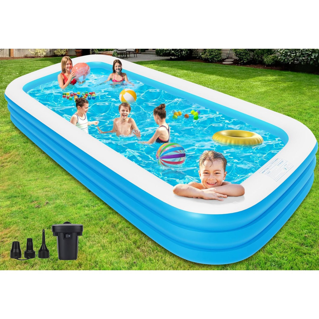 DESIGN SHOP BY SHELL Extra Large Inflatable Pool For Adults, 150" X 74 ...