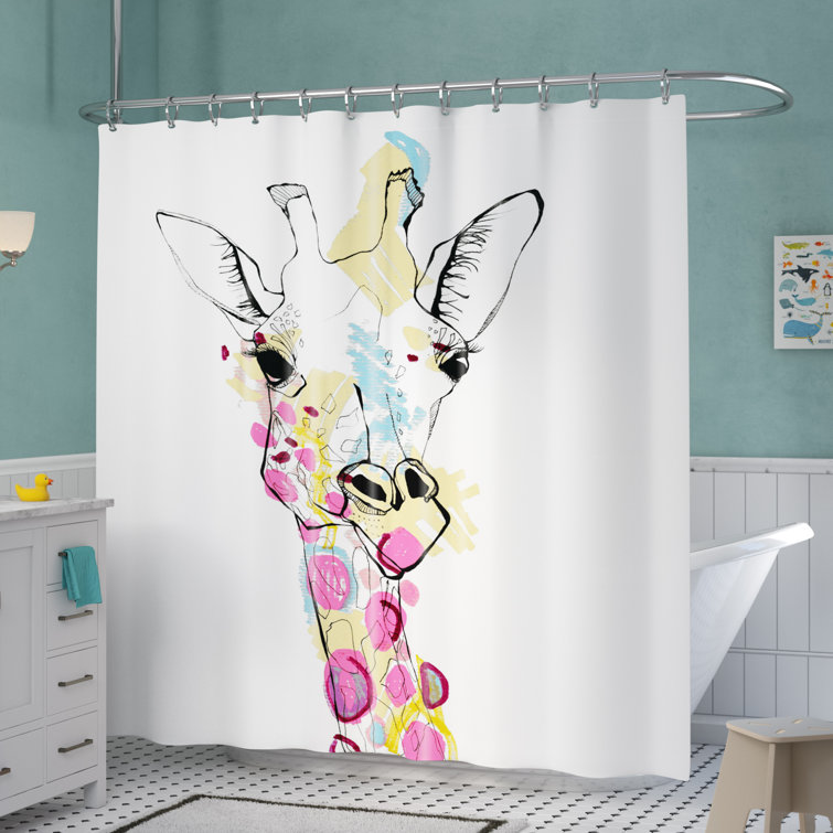 Brayden Studio® Watchet Giraffe Colour Single Shower Curtain & Reviews ...