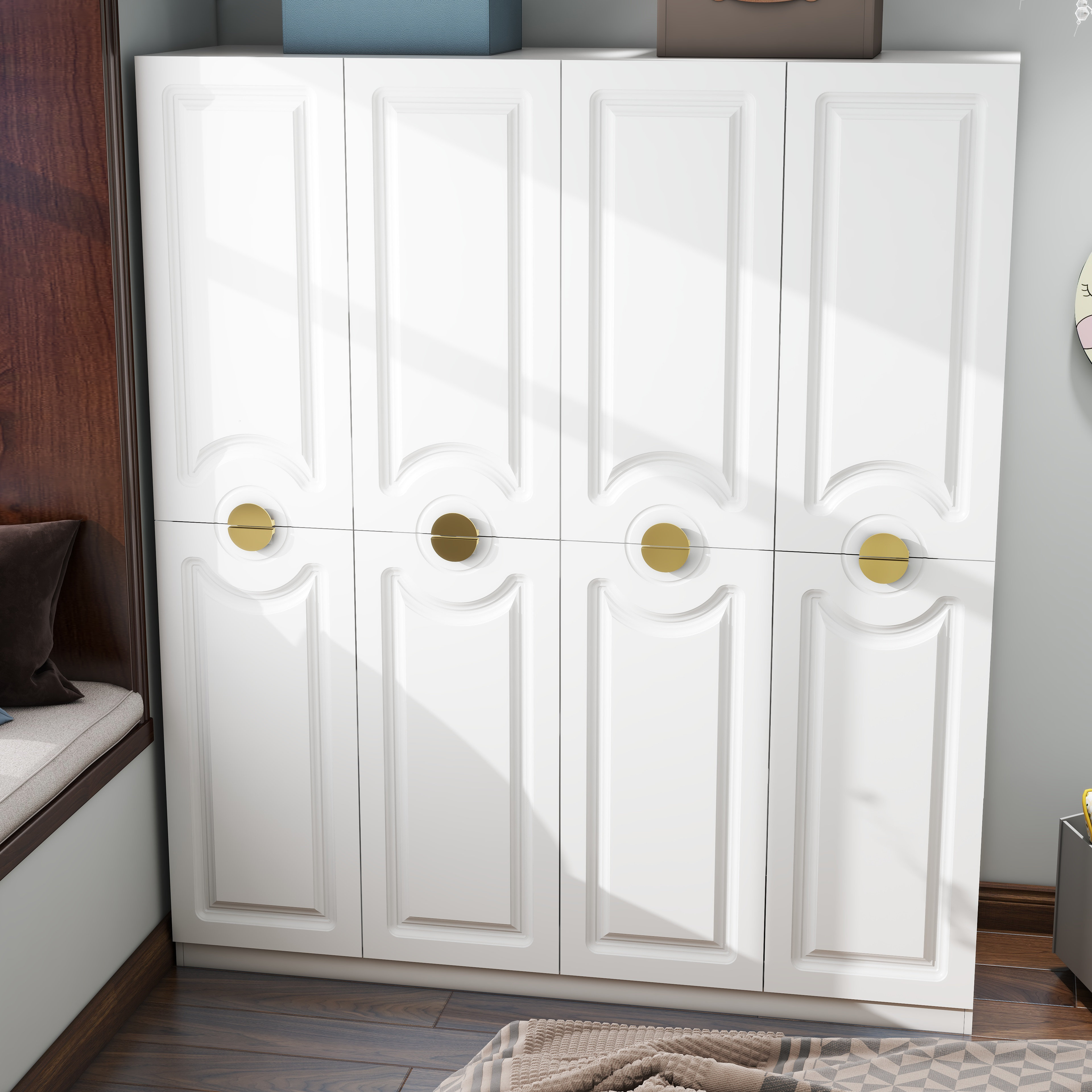 Latitude Run® 63" Wide Large Wardrobe Armoire Closet with 4 Doors ,2 ...