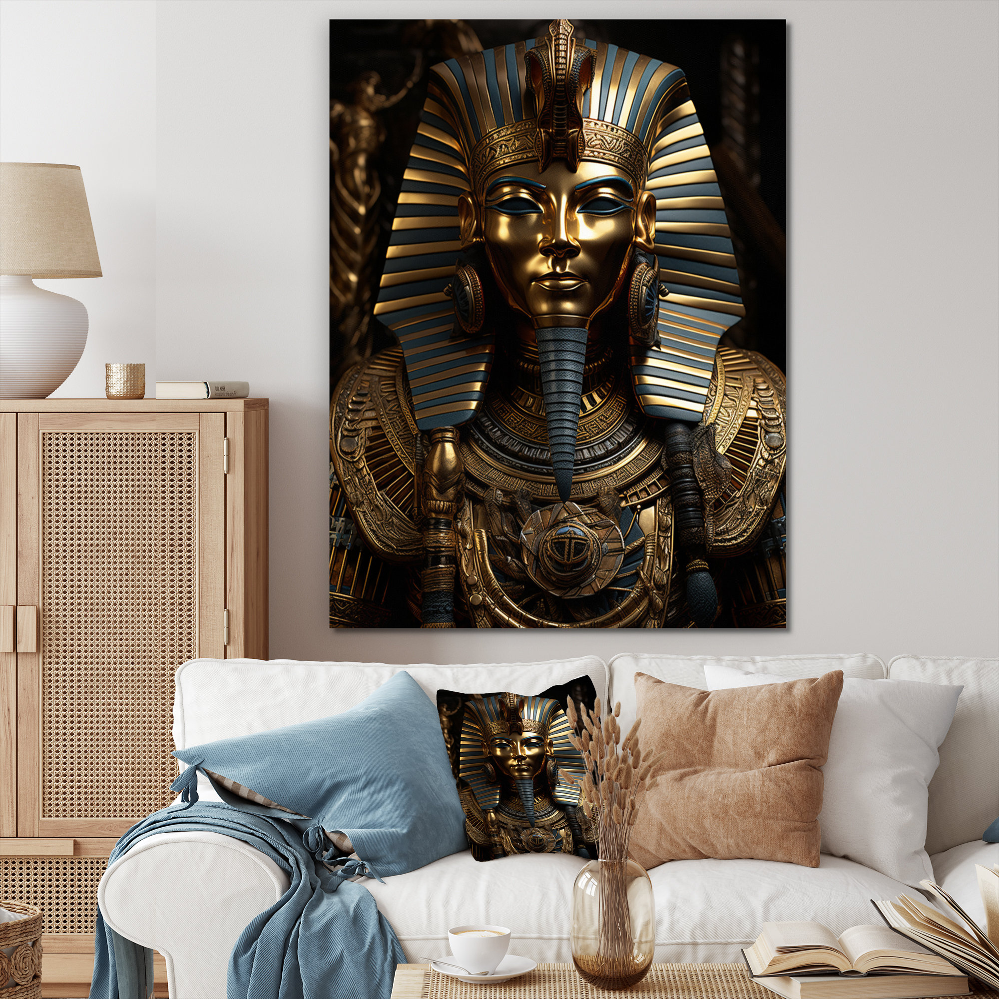 Bungalow Rose Egypt Golden Pharaoh On Canvas Print | Wayfair
