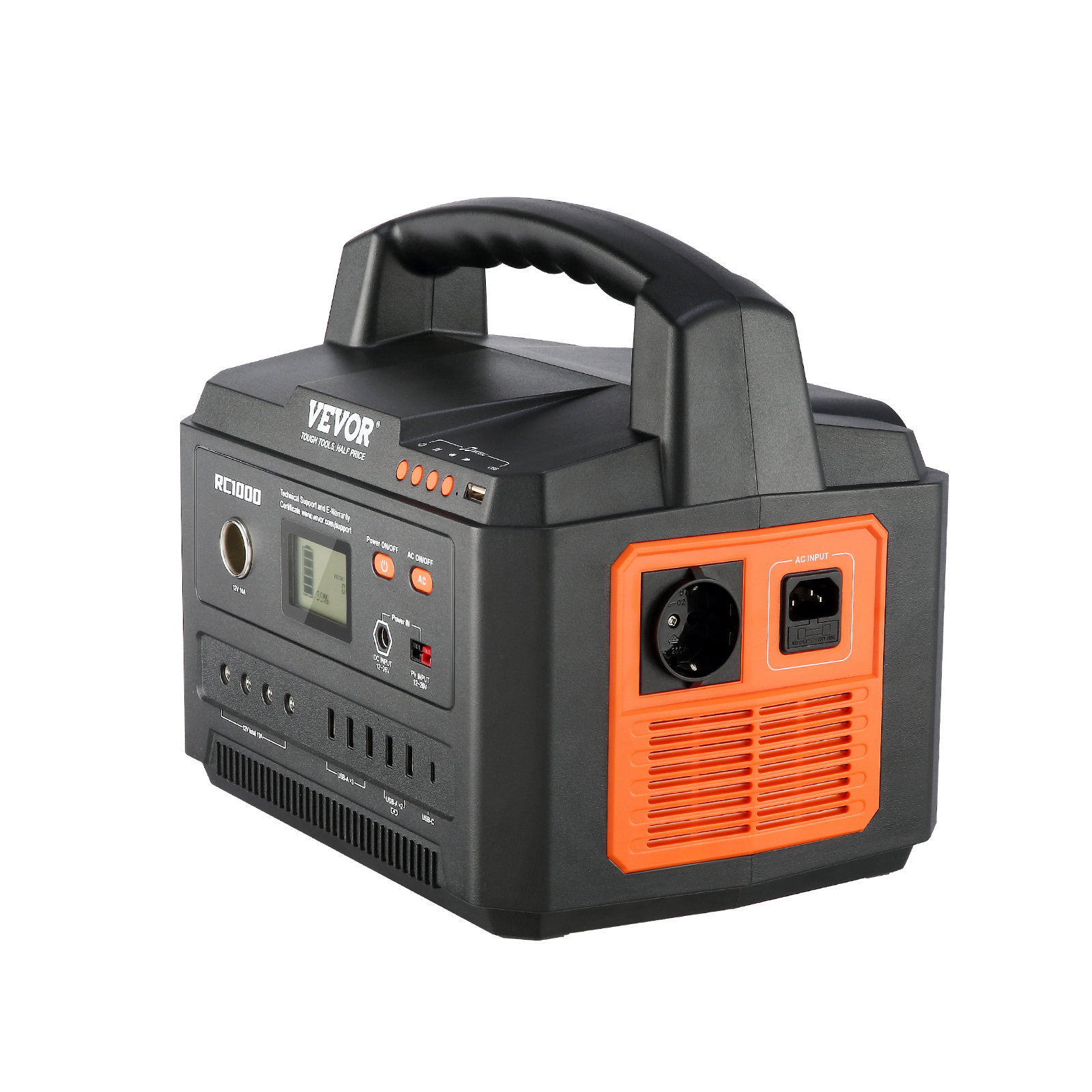 VEVOR Portable Power Station Solar Generator 999Wh 1000W with 12 ...