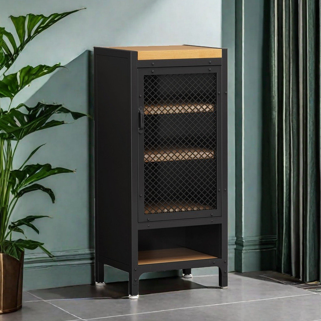 DICIXA Vintage Industrial Style Iron Shoe Cabinet Locker 8 Pair Shoe ...