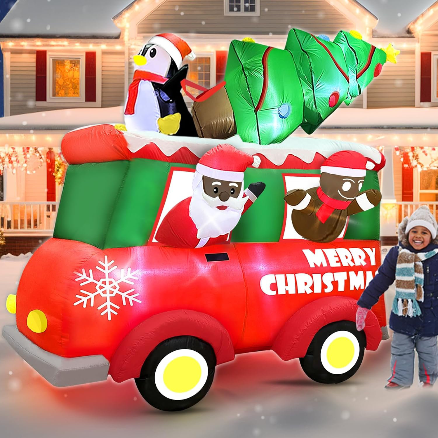 The Holiday Aisle® 8 Ft Tall 8 Ft Long Giant Christmas Inflatable Santa ...