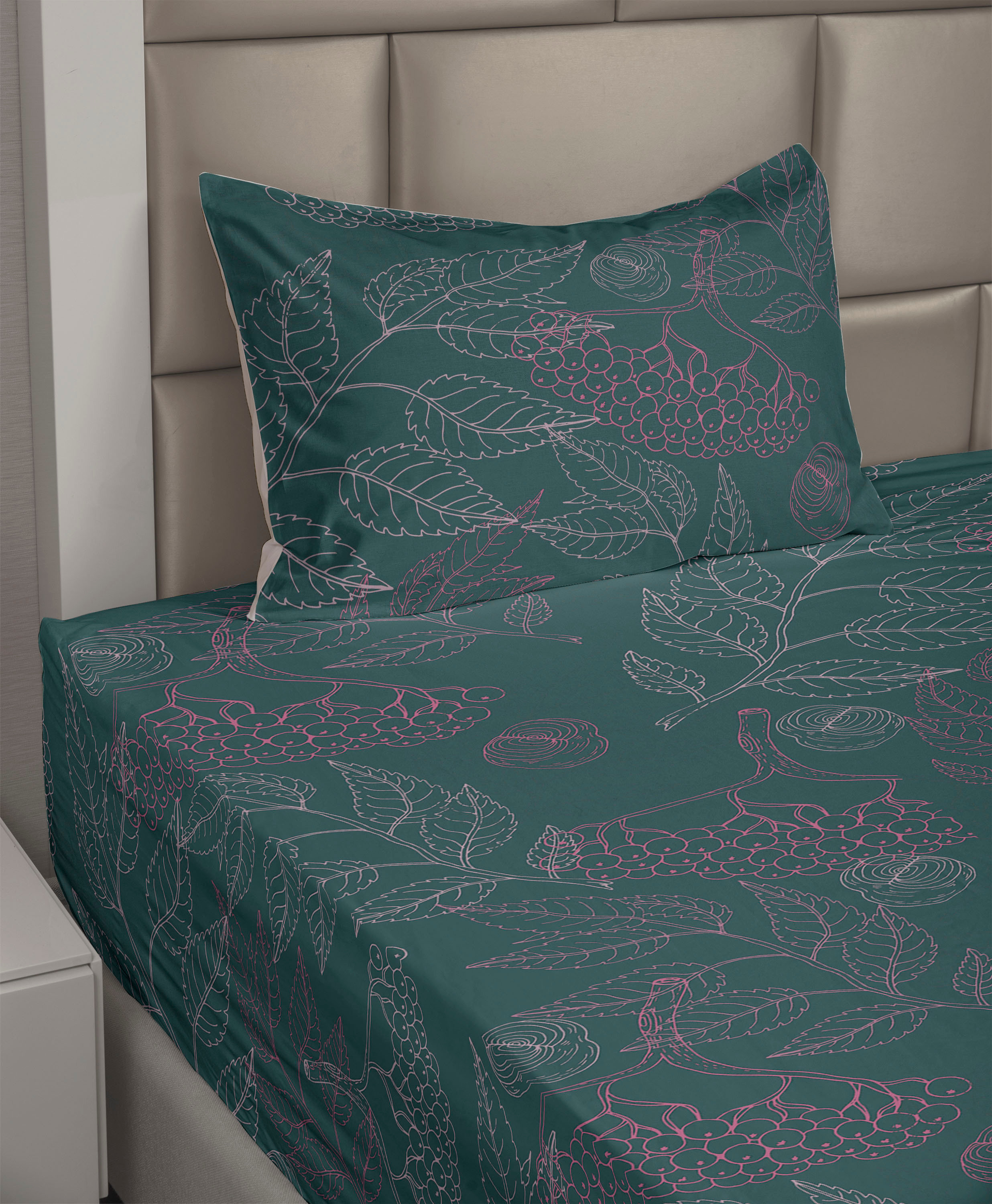 Ambesonne Nature Sheet Set Botanical Vibes Viburnum Art Dark Teal Pale ...
