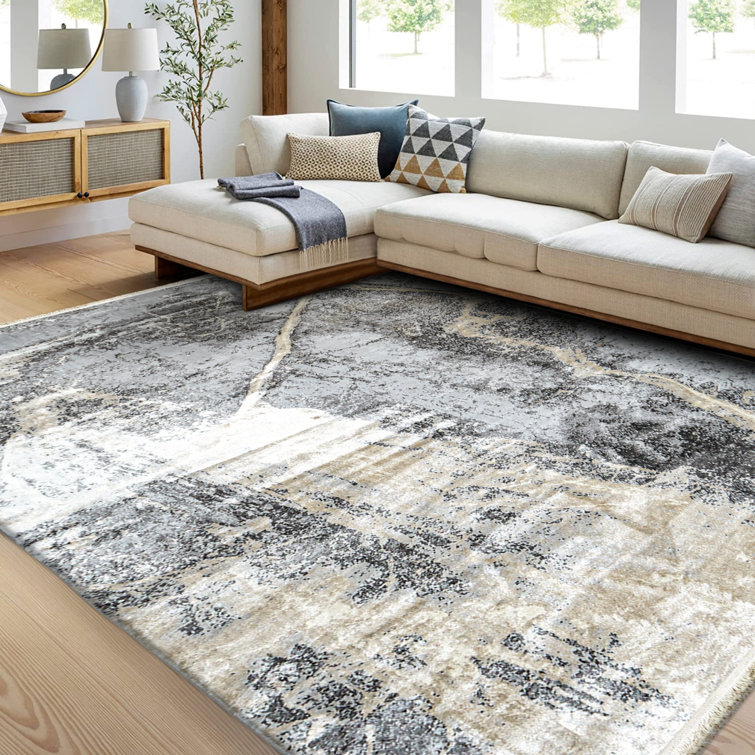 Borough Wharf Creeve Flatweave Grey/Beige/Black Rug | Wayfair.co.uk