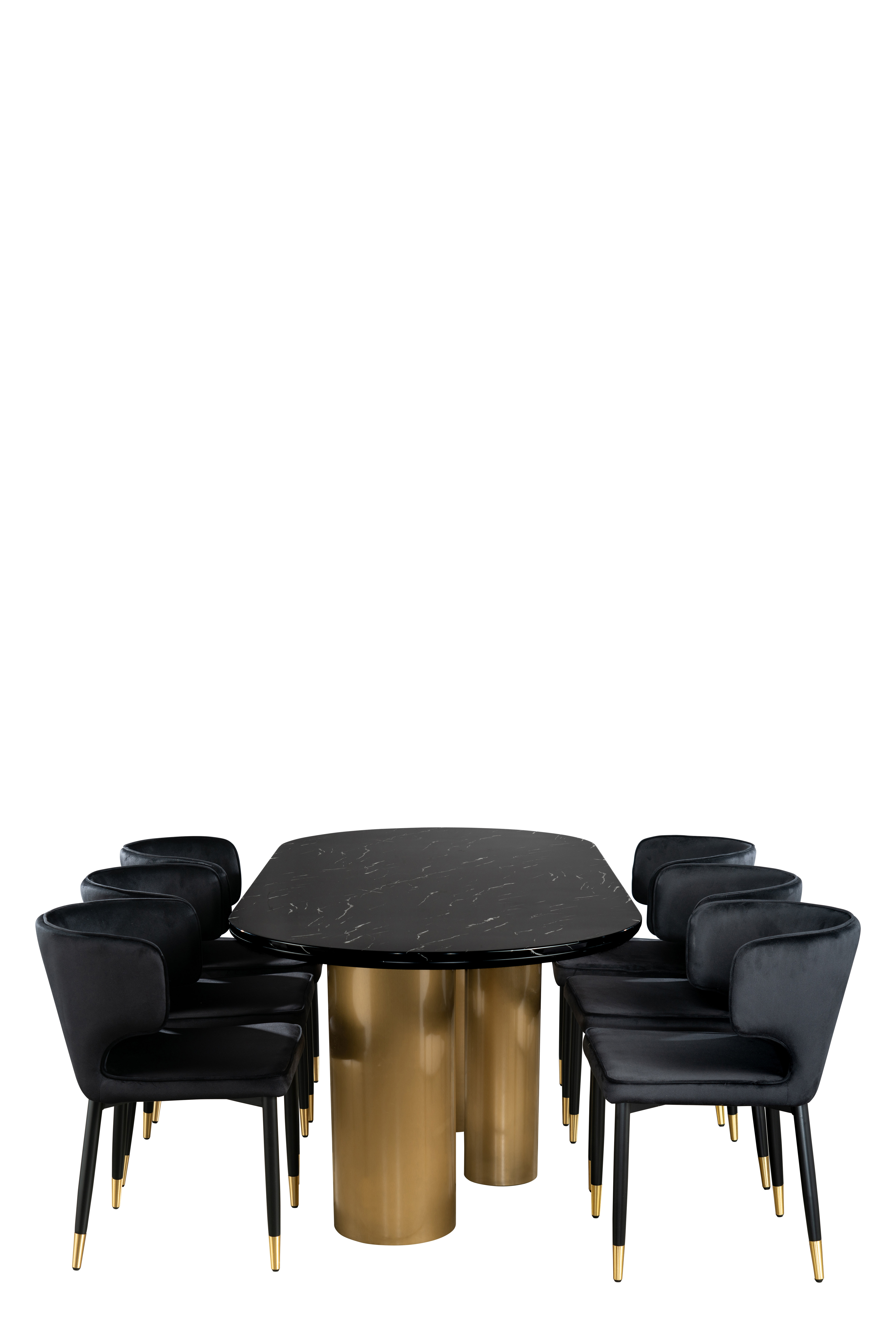Statements by J Seraphina Balmain Oval Marble Dining Table with Gold ...