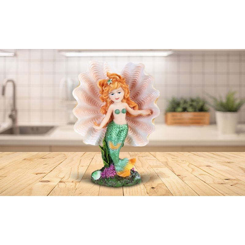 Trinx 6.75"H Green Tailed Youth Mermaid Girl Figurine Unique Gifts ...