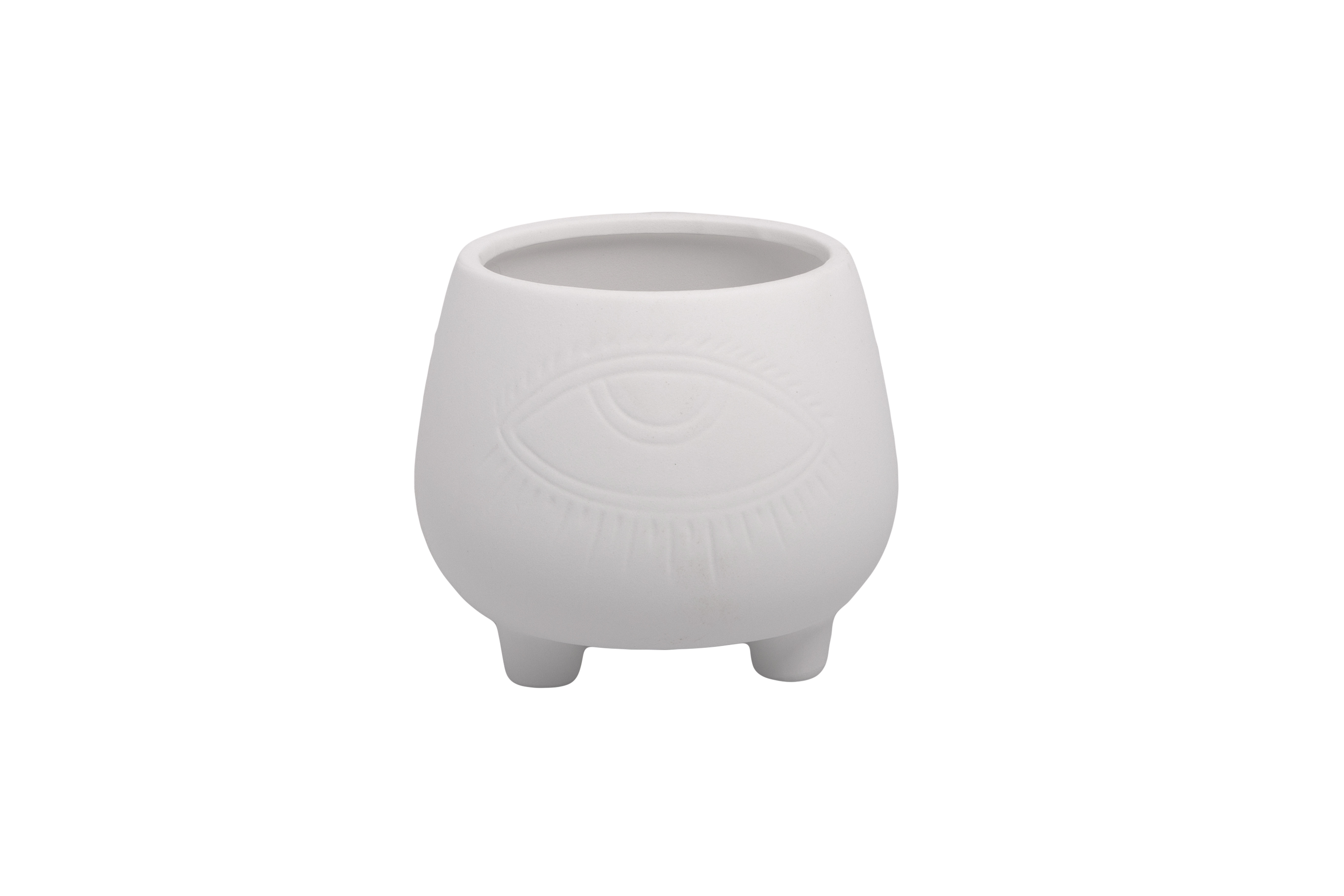 Ebern Designs Ceramic Round Pot Sandstone Finish White | Wayfair