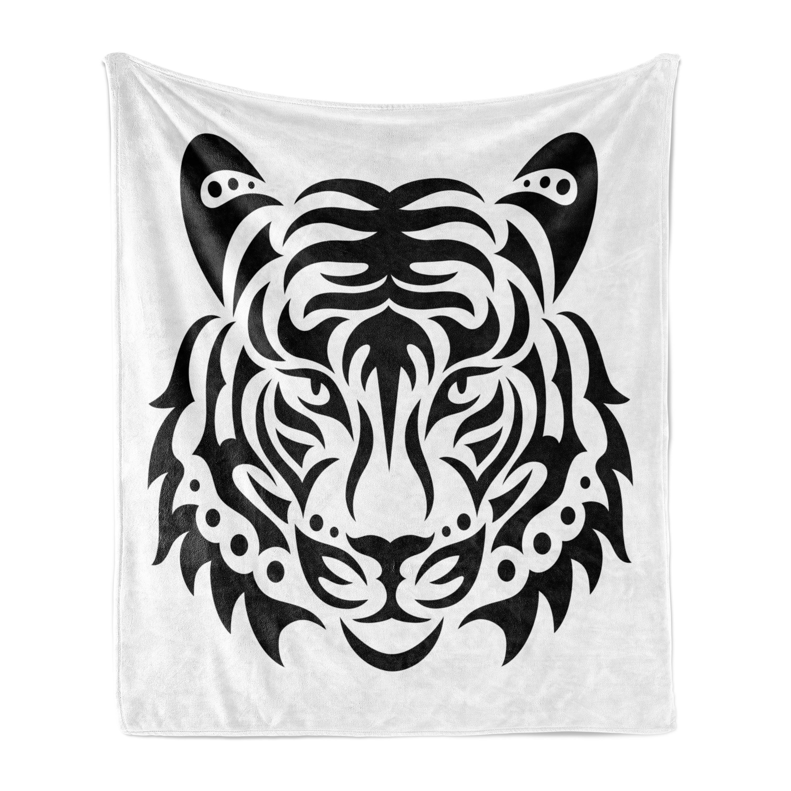 Ambesonne White Tiger Fleece Throw Blanket Wild Tiger Head | Wayfair