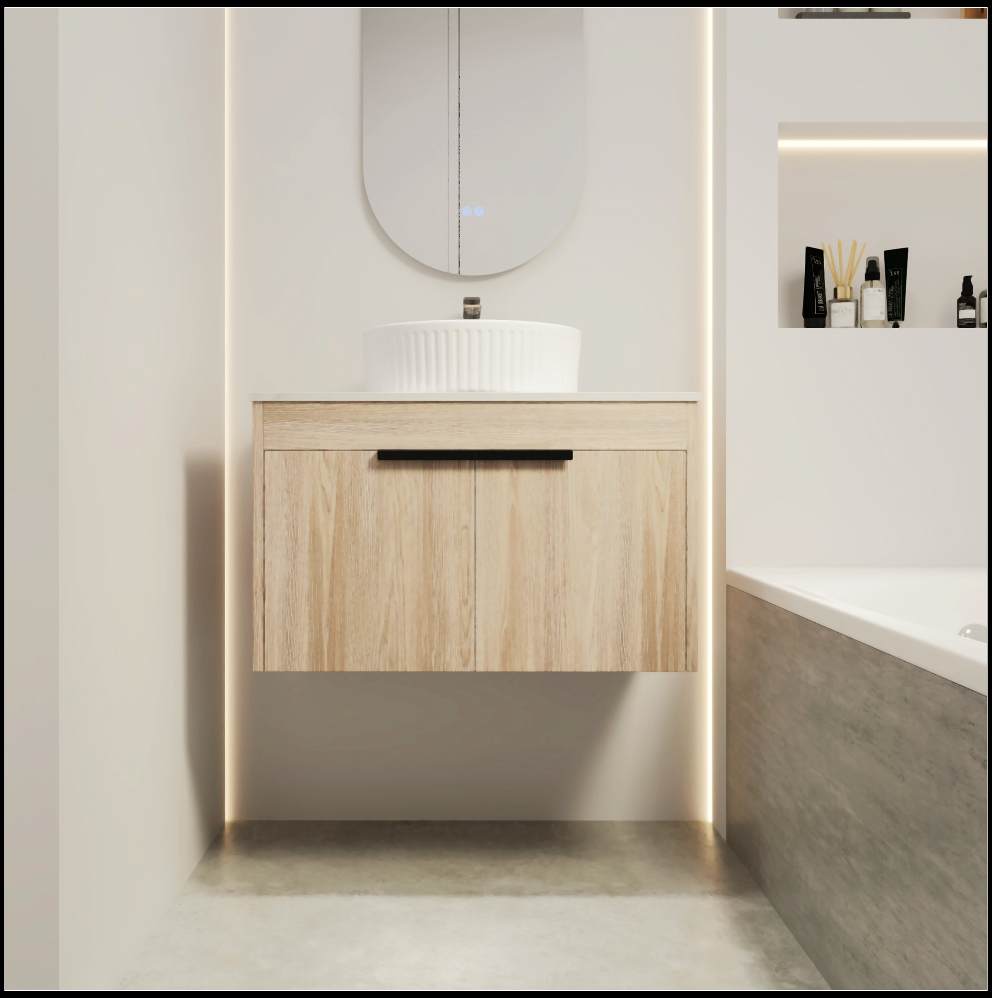 Hokku Designs 30 " Modern Design Float Bathroom Vanity With Ceramic ...