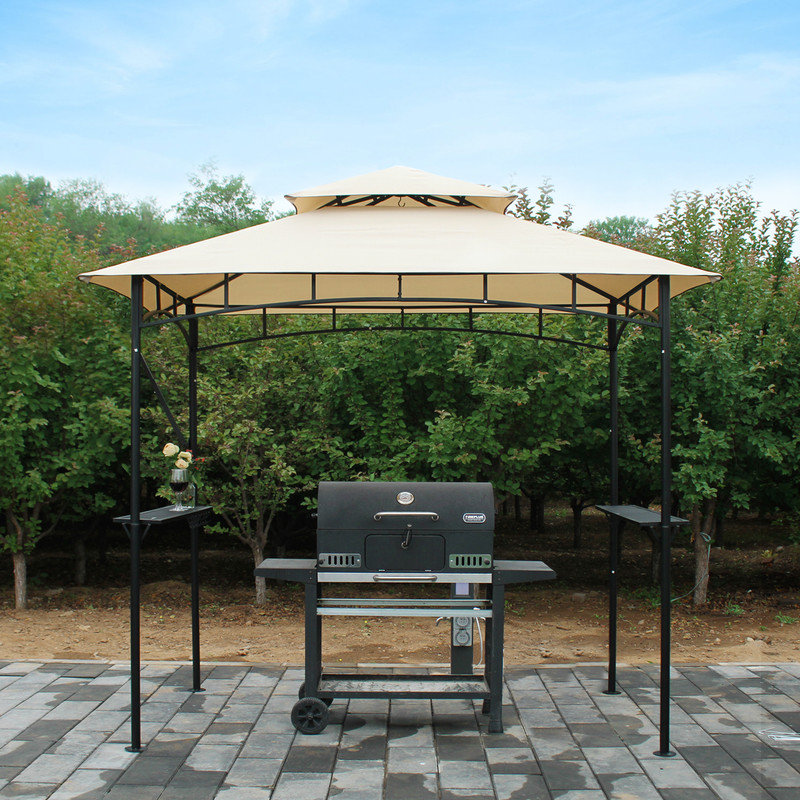 Umbrauto DikaSun Grill Gazebo 8x5ft Double Tiered with Extra Shadow BBQ ...