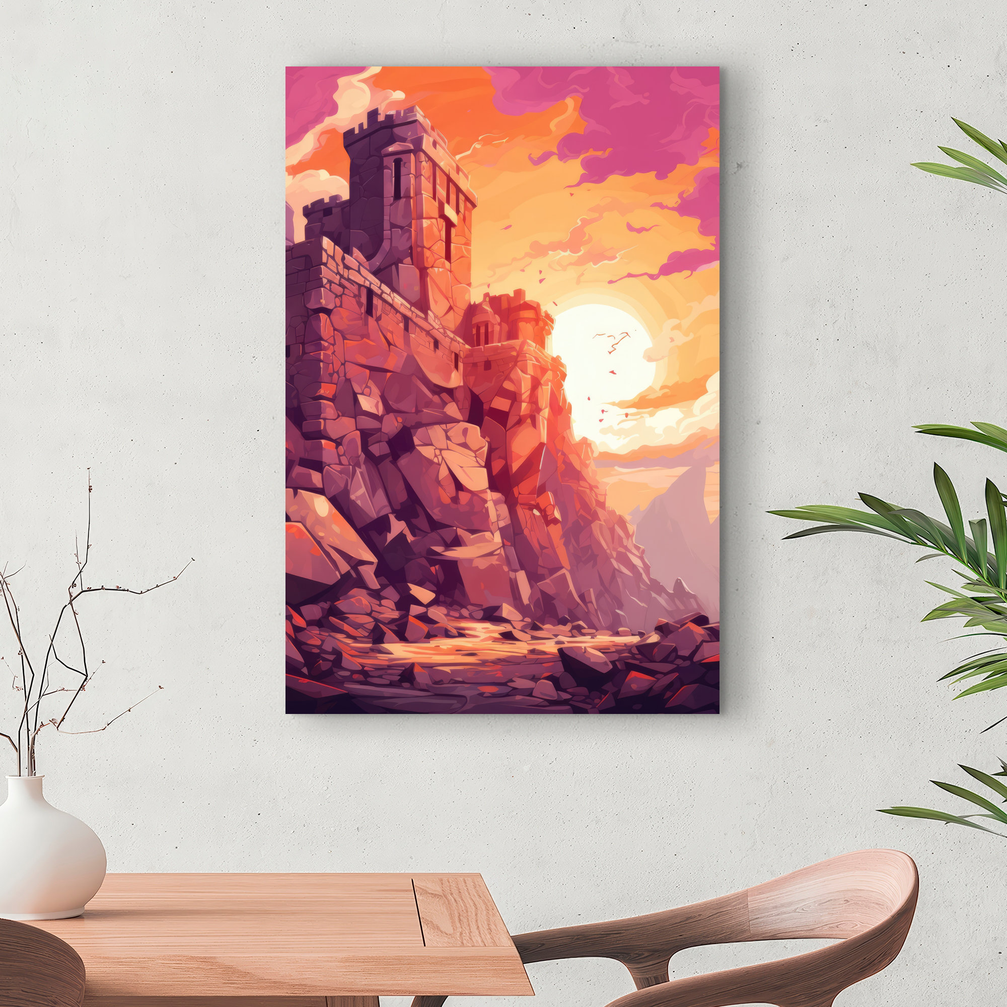 Lark Manor™ The setting rampart - 24"x36" art on canvas | Wayfair