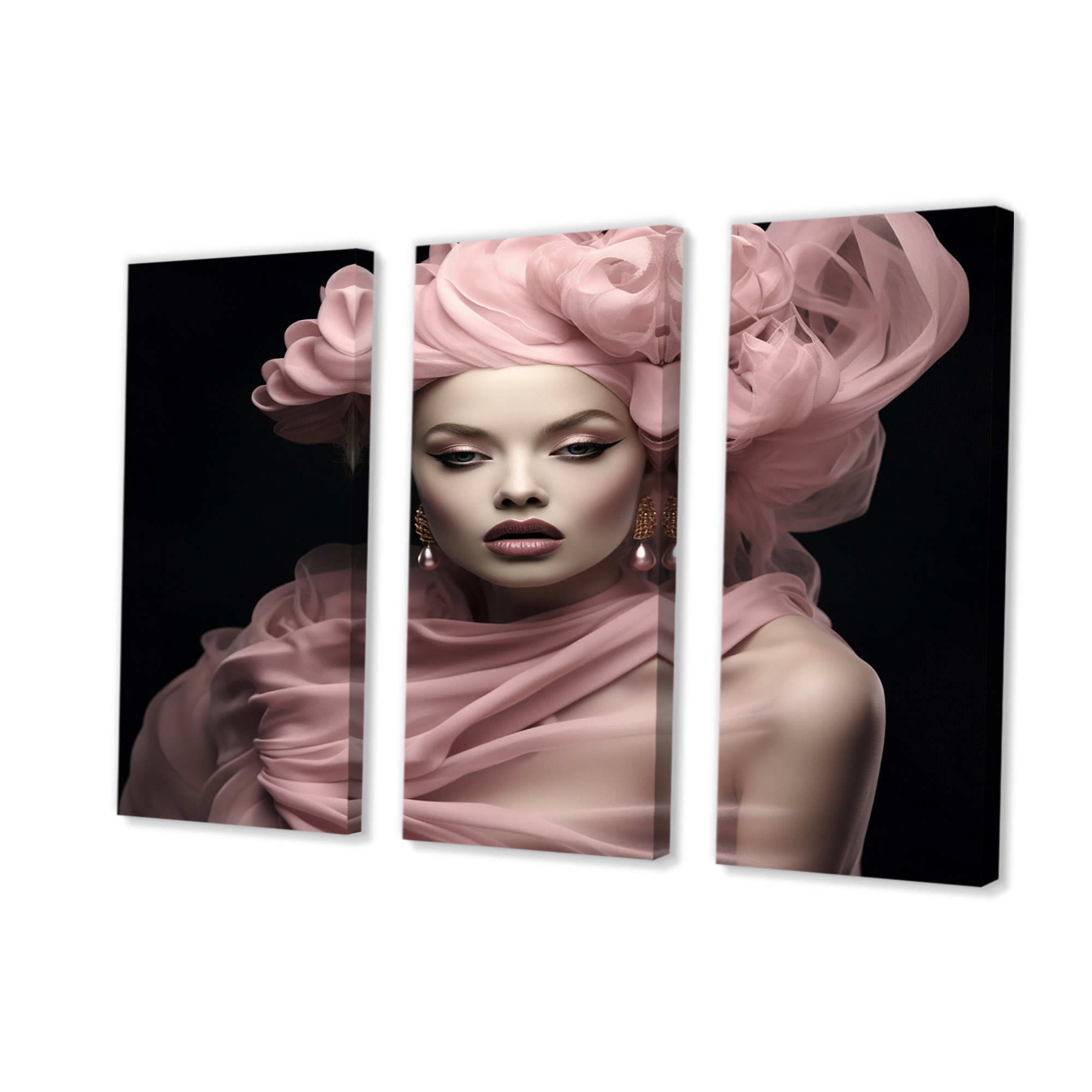 Everly Quinn Portrait Of Pink Vintage Glamour Model I On Canvas 3 ...