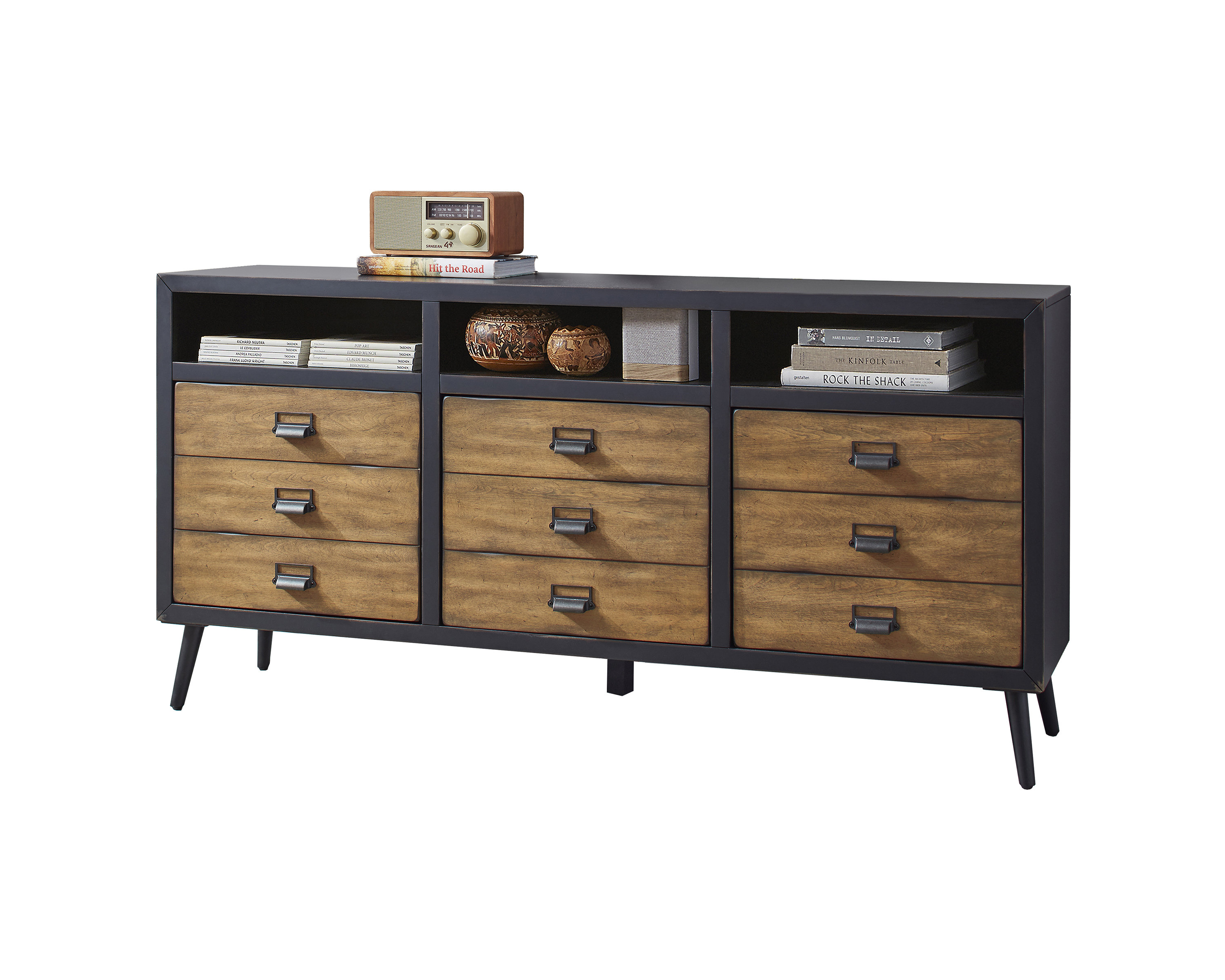 Corrigan Studio® Mid-Century 60" TV Console, Entertainment Stand, Wood ...