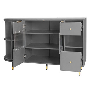 Mercer41 Zakary Rotating Storage Cabinet With 2 Doors And 2 Drawers ...