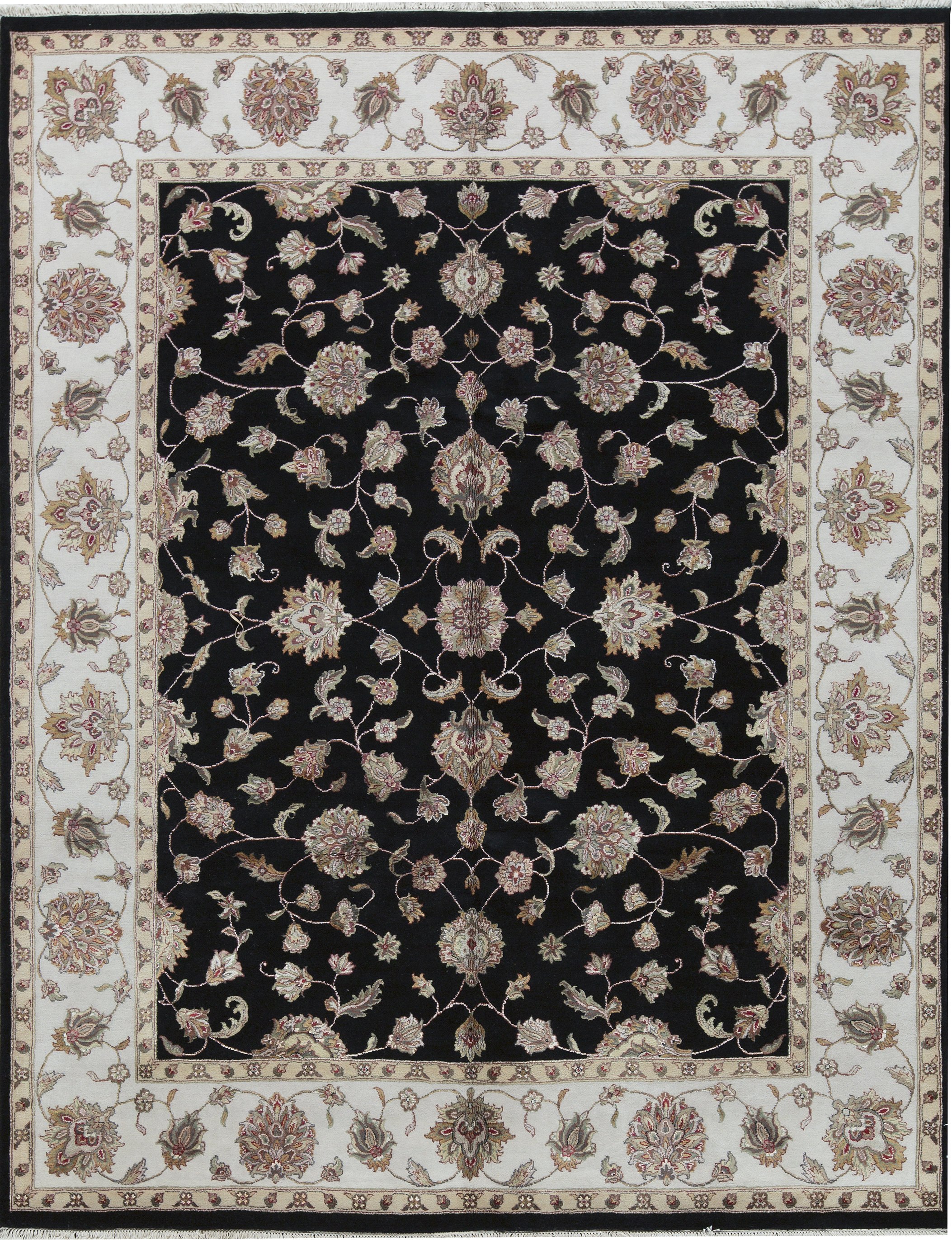 Bokara Rug Co., Inc. Hand-Knotted High-Quality Black and Cream Area Rug ...