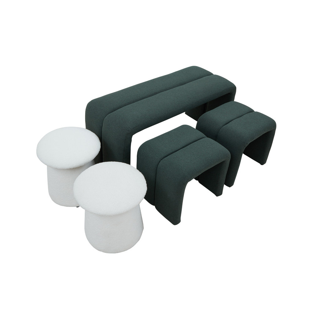 Wrought Studio 5-Piece Upholstered Nesting Bench And Ottoman Set | Wayfair